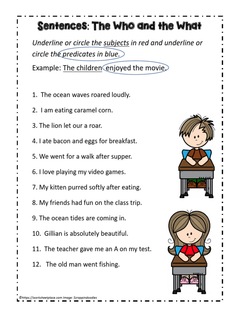 Subject and Predicate Worksheet 5 | PDF