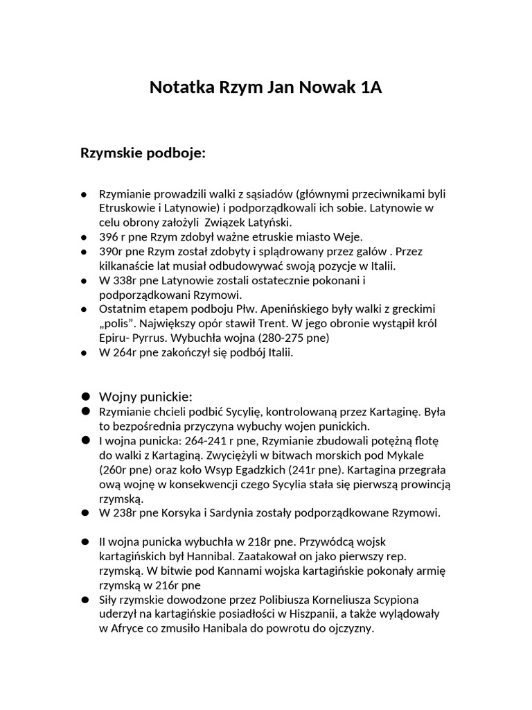 Notatka Rzym | PDF