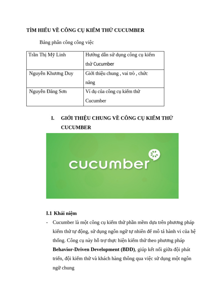 Nhóm 15 tìm hiểu về công cụ Cucumber | PDF