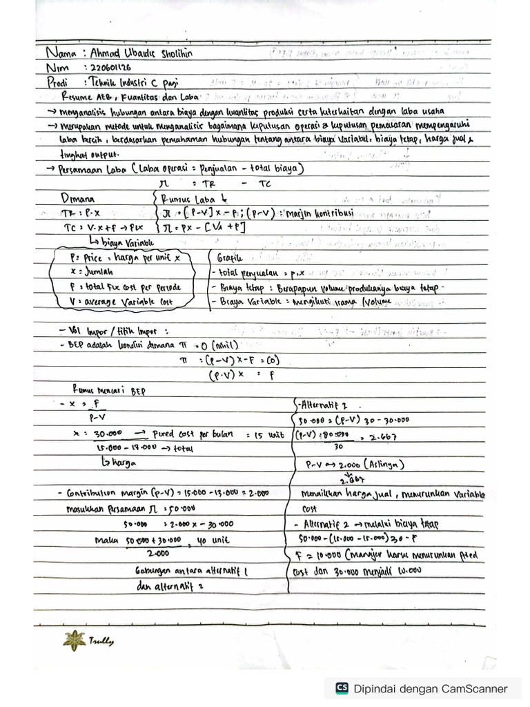 Resume AEB - Kuantitas Dan Laba - Ahmad Ubaidis S | PDF