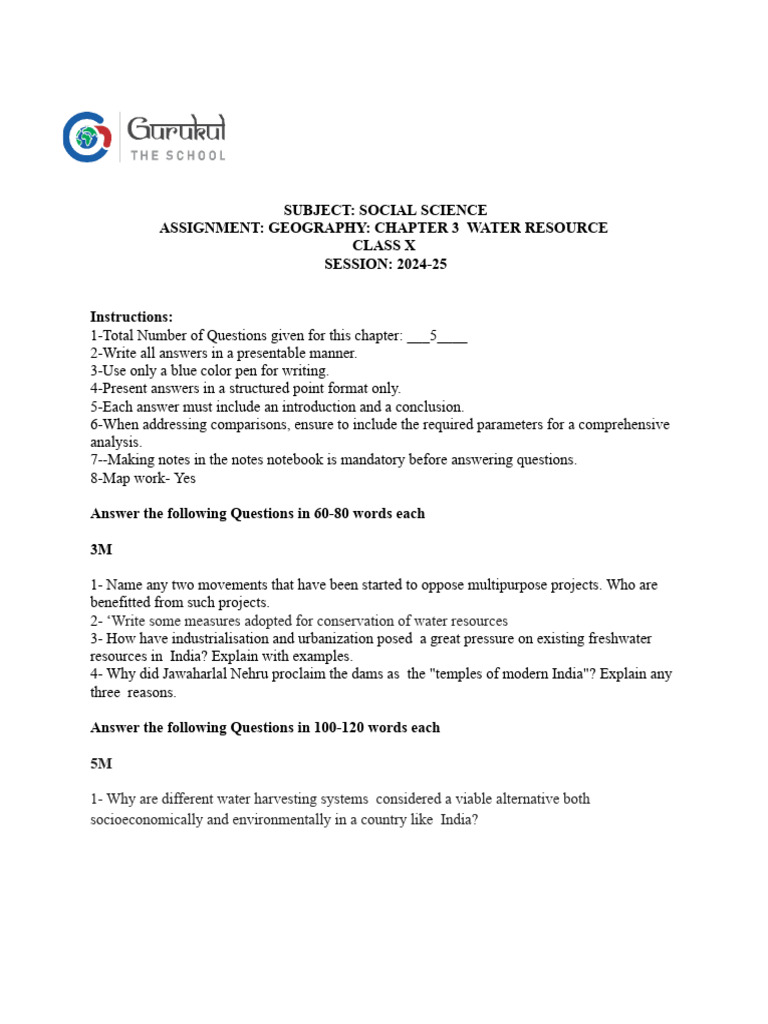 Notebook Assignment - Water Resource | PDF