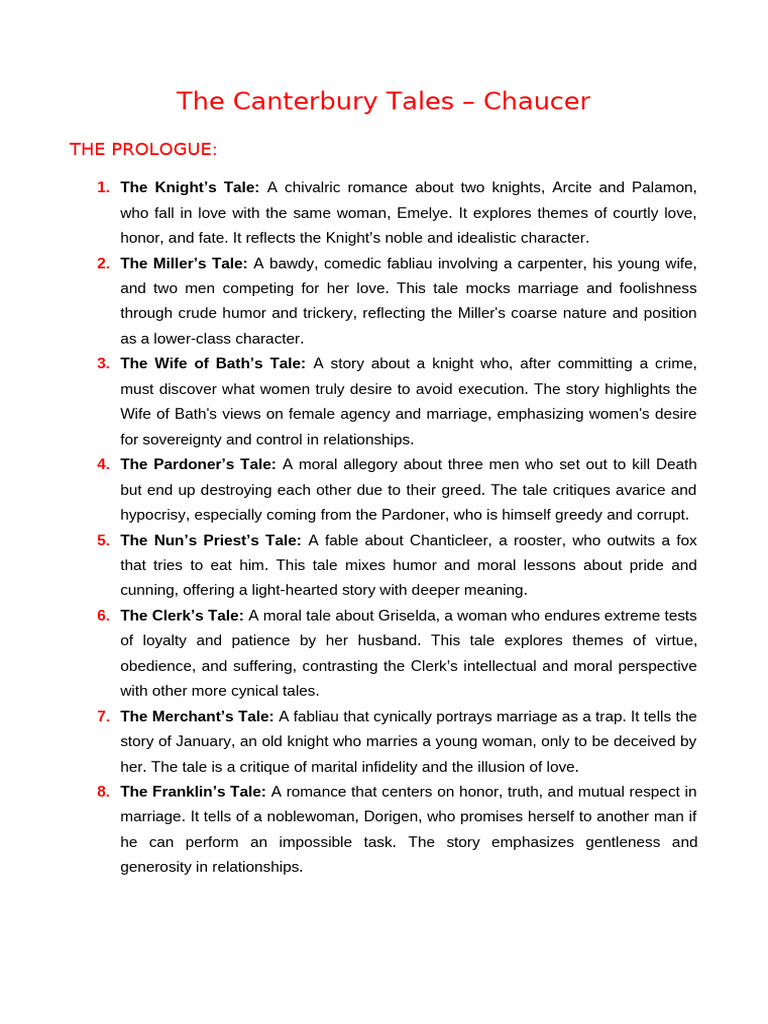 The Canterbury Tales S-A | PDF | The Canterbury Tales