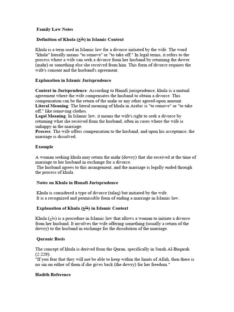 Understanding Khula in Islamic Law | PDF | Marriage | Wife
