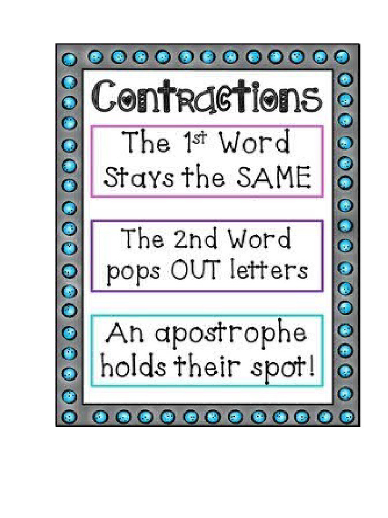 Spelling Words Contractions | PDF | Language Arts & Discipline