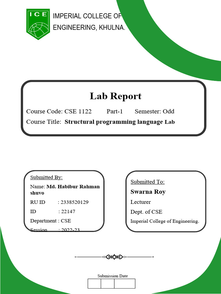 Structural Programming Lab Report | PDF