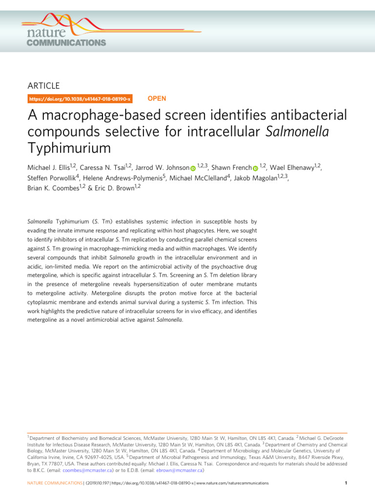 A Macrophage Based Screen Identifies Antibacterial | PDF | Salmonella ...