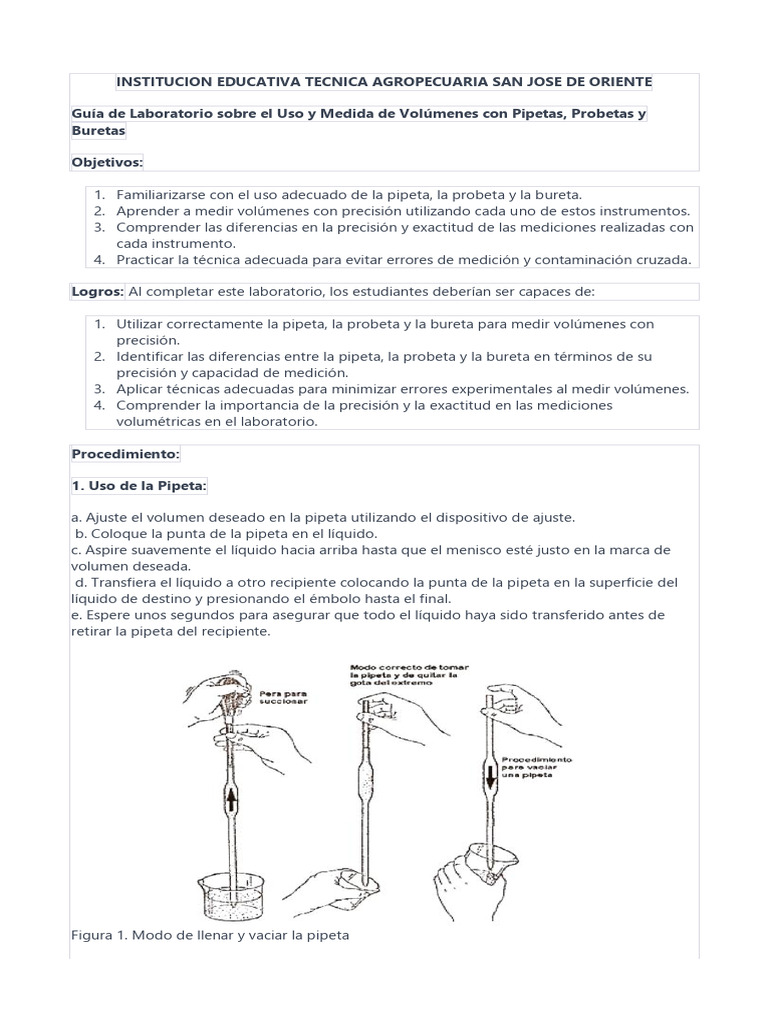 Laboratorio Pipeta, Probeta, Bureta. | PDF | Volumen | Líquidos