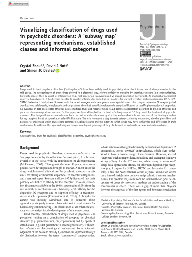 Antipsychotic Drug Classification Map | PDF | Antipsychotic | Dopamine ...