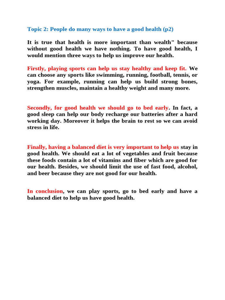 People Do Many Ways To Have A Good Health (p2) | PDF