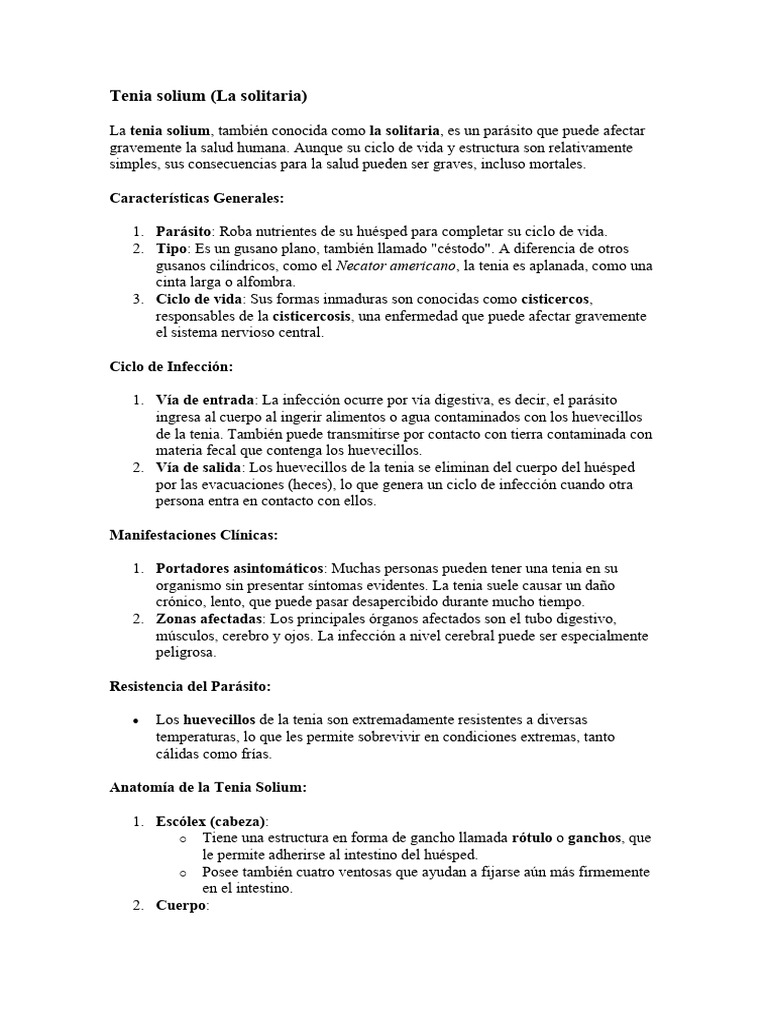 Tenia Solium: Riesgos y Prevención | PDF | Especialidades Medicas