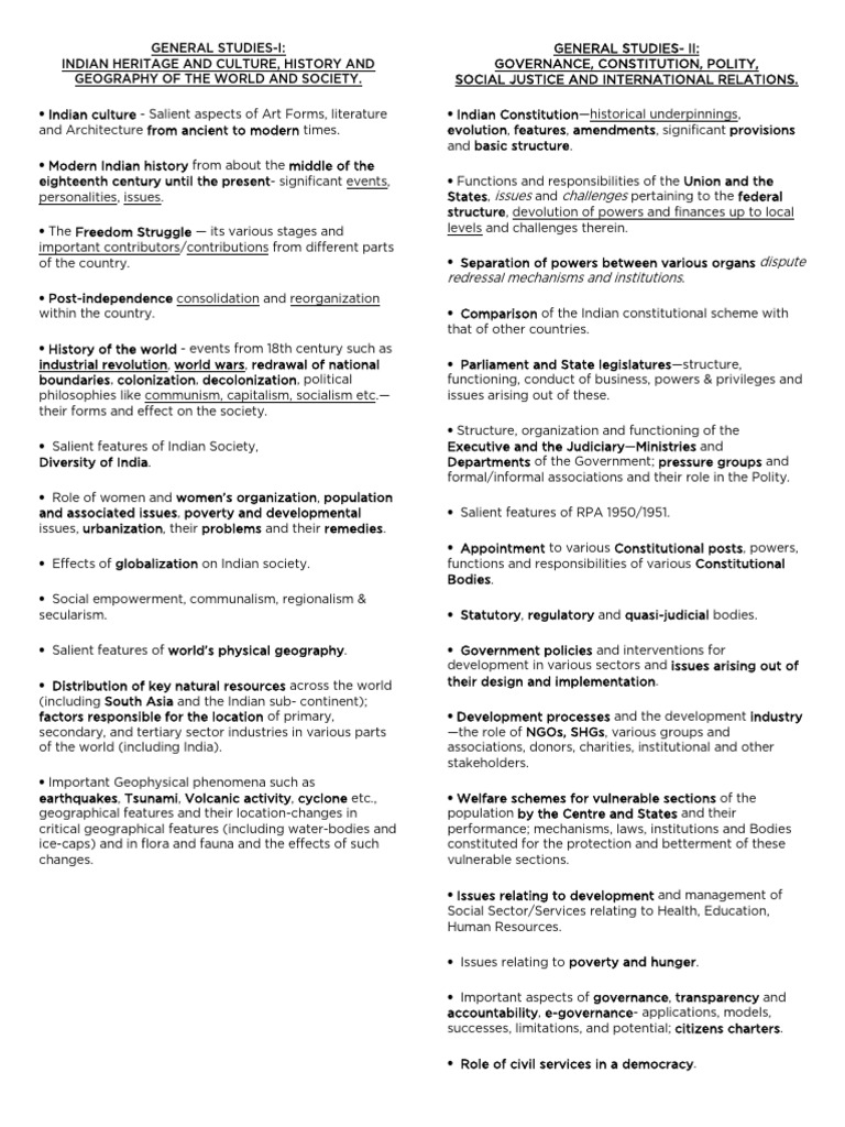 MAIN SYLLABUS GS 1 TO 4 | PDF | Governance | Economies