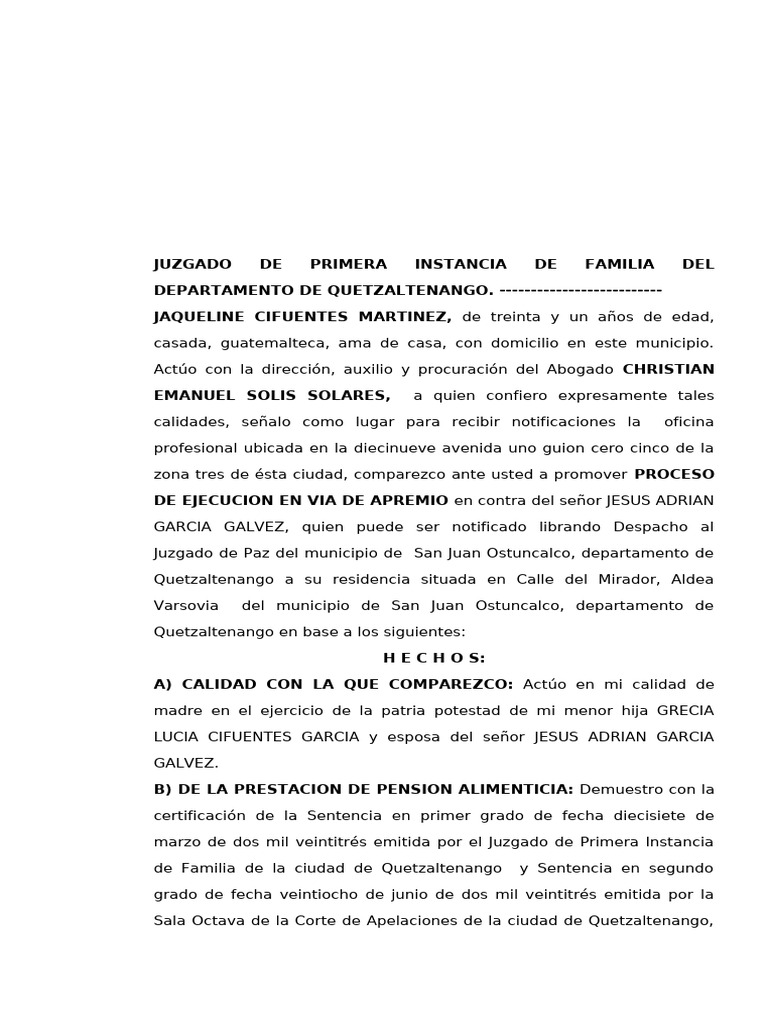 Ejecucion en La Via de Apremio - COSA JUZGADA TAREA CHRISITAN PROCESAL ...