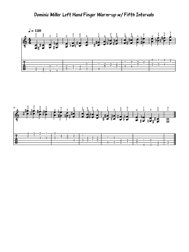 Dominic Miller Left Hand Finer Warm-Up Using Fifth Intervals | PDF ...