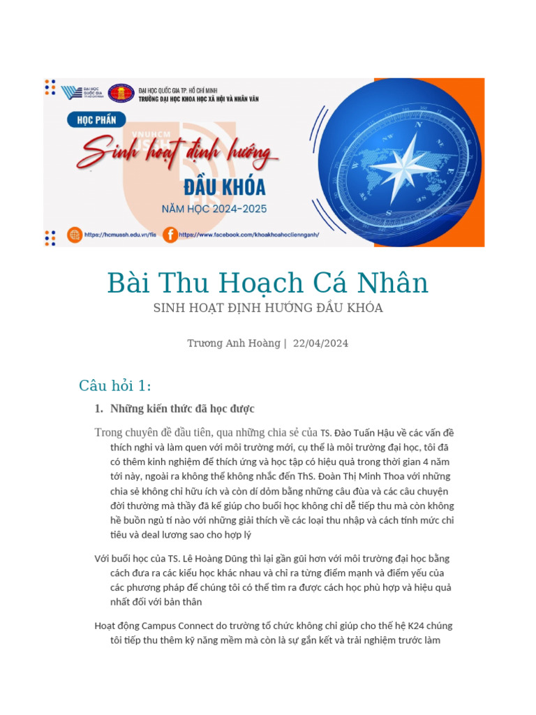 Bài Thu Ho CH Cá Nhân | PDF