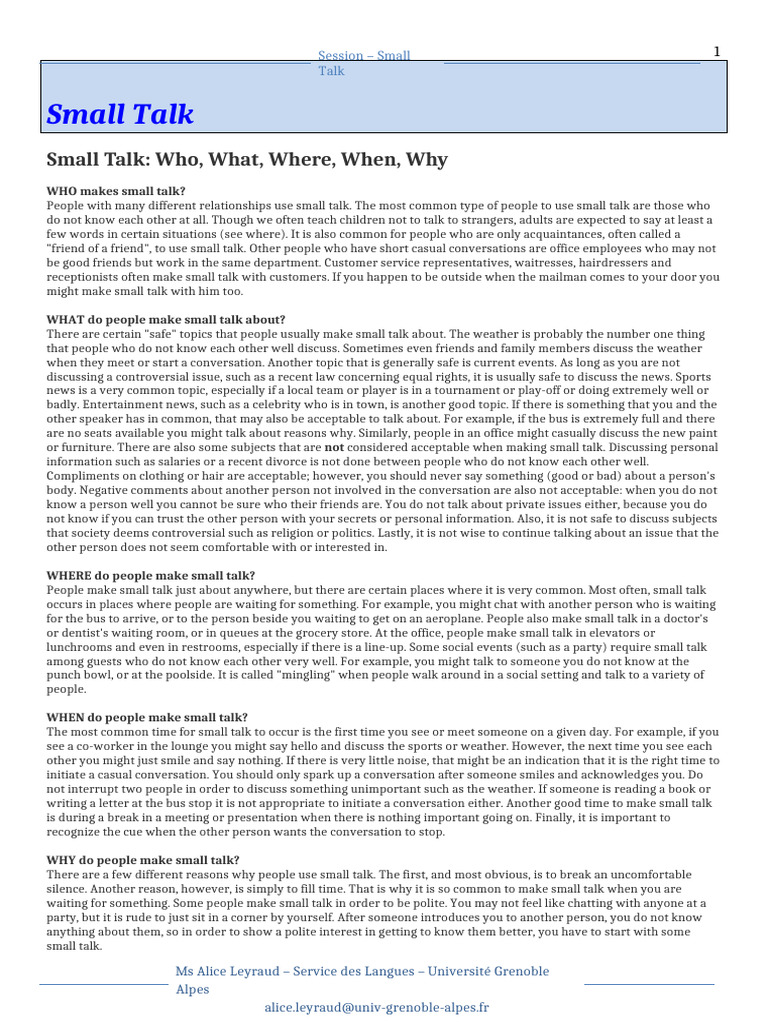 Session - Small Talk | PDF | Chocolate