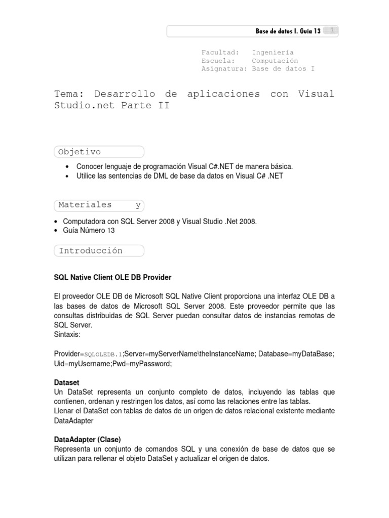 guia13BDI | PDF | Servidor SQL de Microsoft | SQL