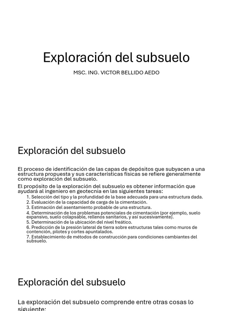 Exploración del subsuelo por Víctor Bellido | PDF | Olas | Perforación