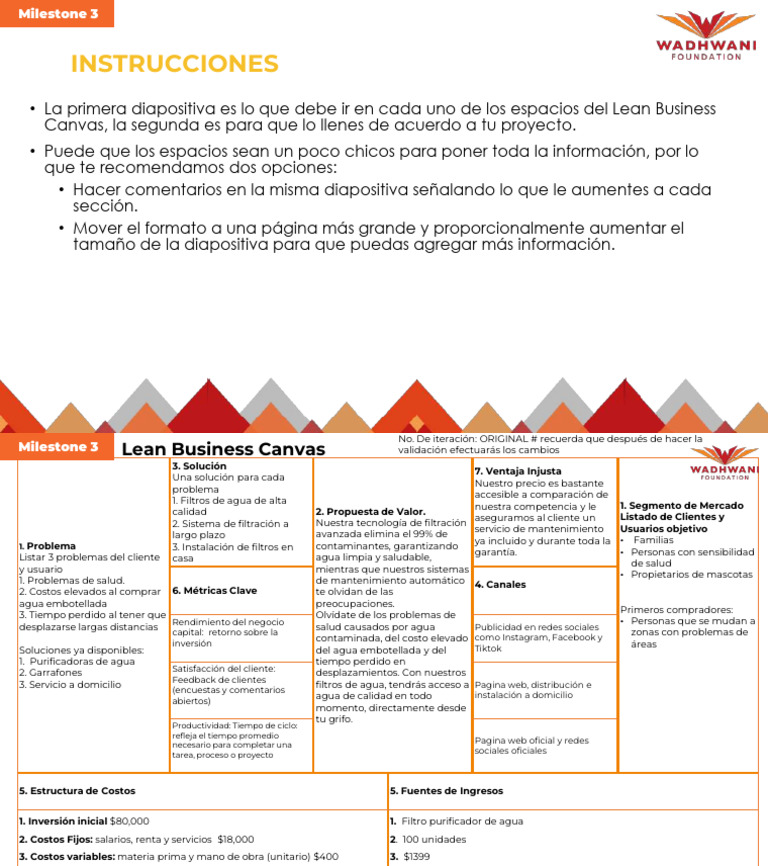 EJERCICIO - Lean Business Canvas | PDF | Agua | Economias