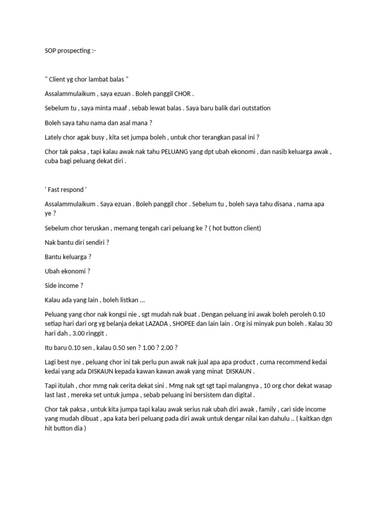 SOP Prospecting | PDF