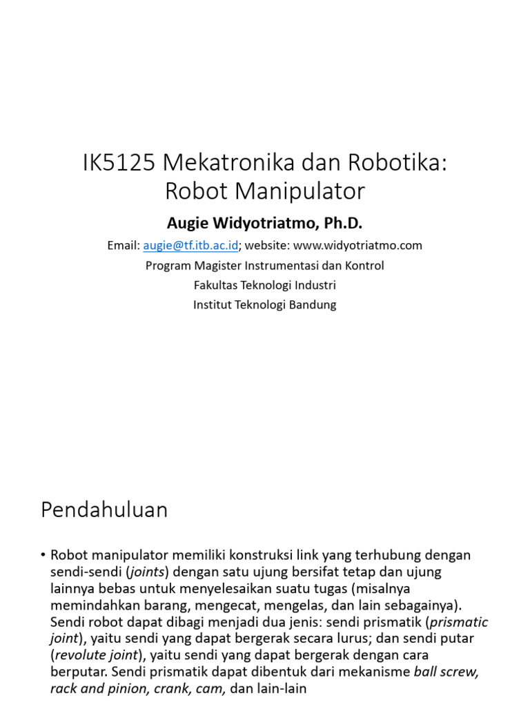 Lecture 6 Robot Manipulator | PDF