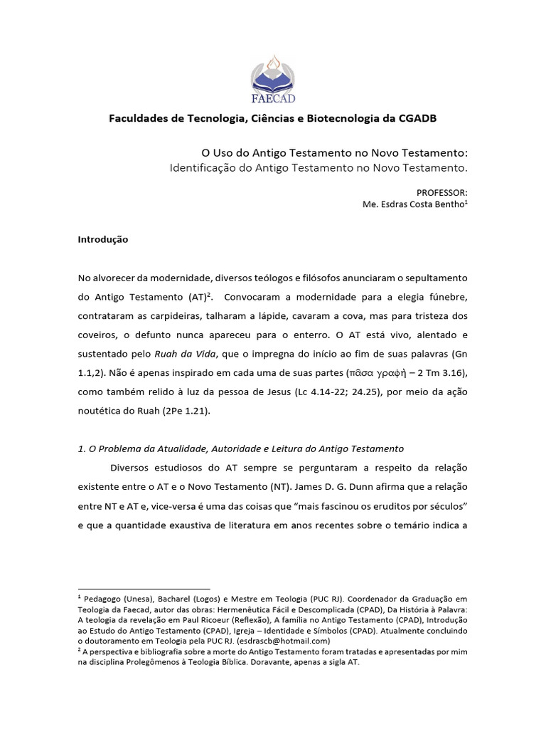 Material Complementar - Aula 1 | PDF | Jesus | Bíblia