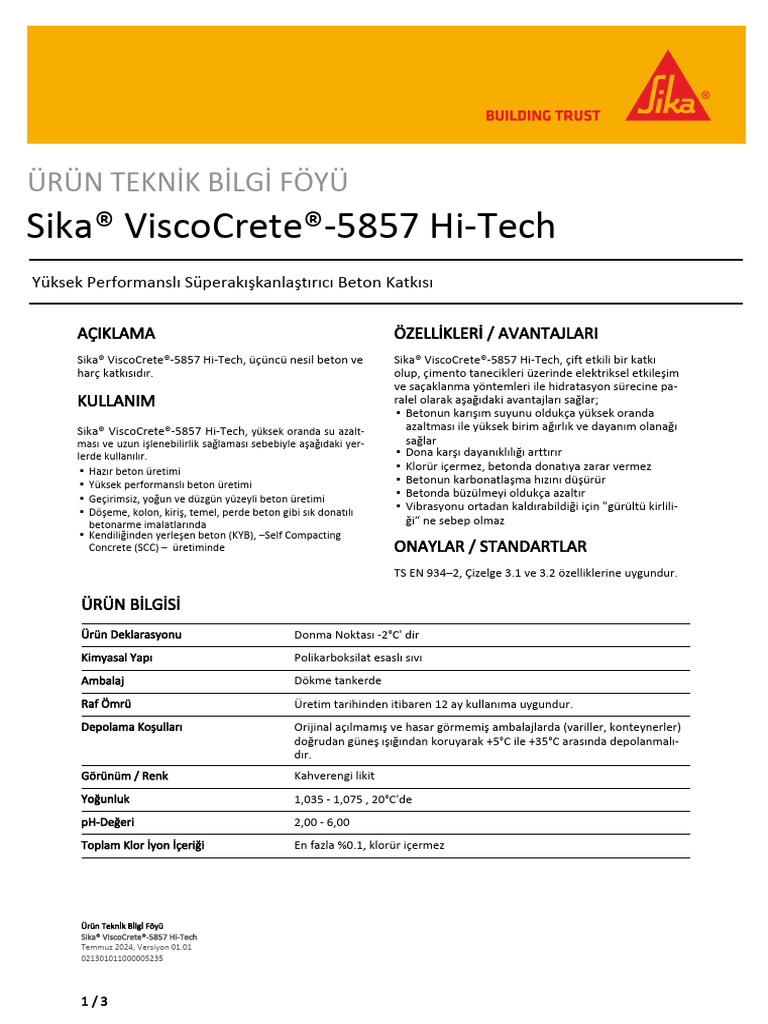 Sika Viscocrete 5857hi Tech | PDF