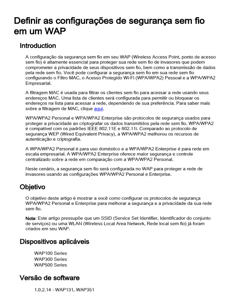 Smb5163 Configure Wireless Security Settings On A Wap | PDF | Wi-Fi | Rede sem fio