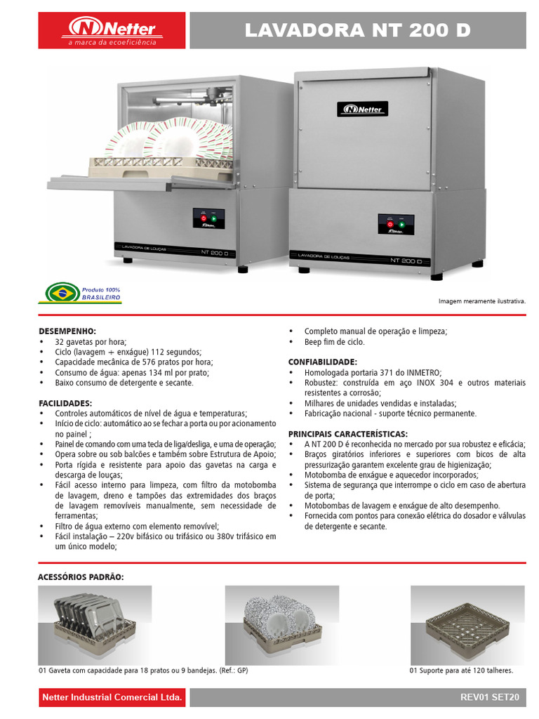 Lavadora NT 200 D: Desempenho e Características | PDF