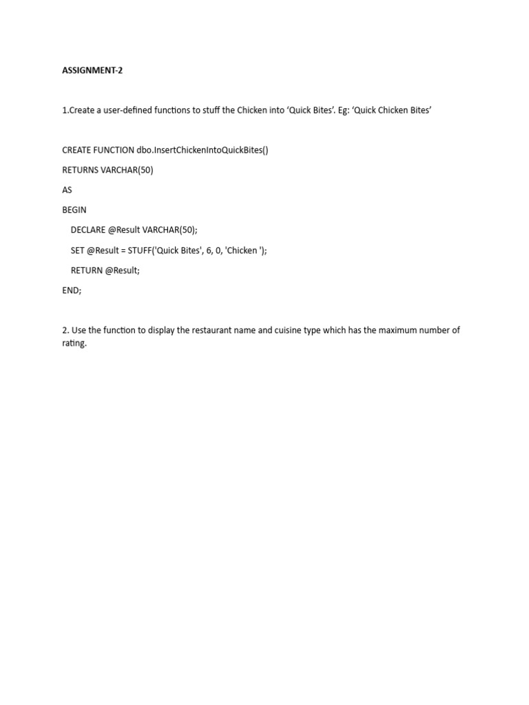 SQL Function for Quick Chicken Bites | PDF | Computers | Technology ...