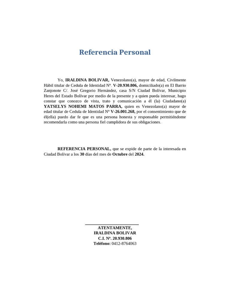 Referencia Personal | PDF