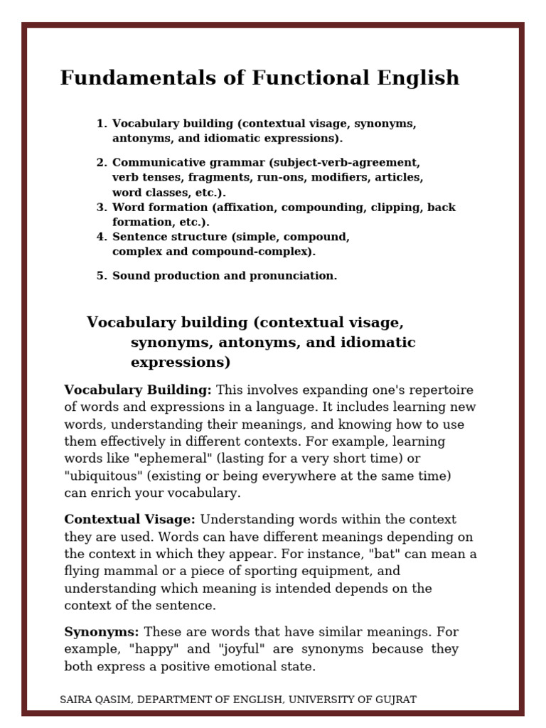 Foundations of Functional English | PDF | Word | English Language