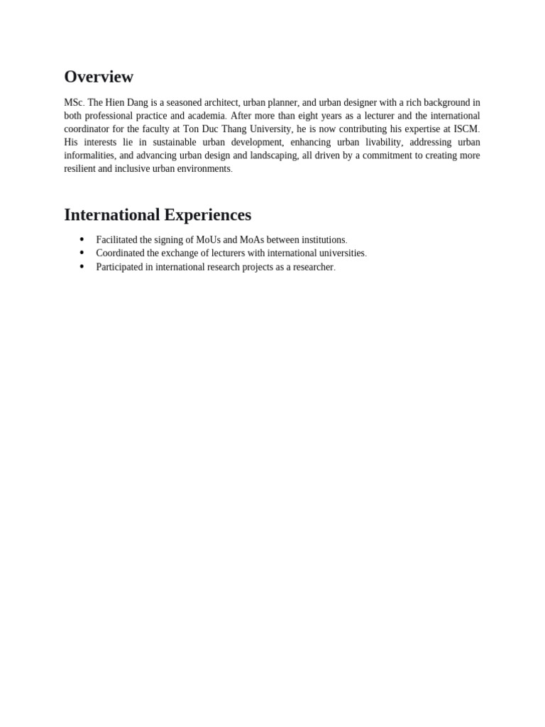 MSc. The Hien Dang Brief Introduction | PDF | Language Arts & Discipline | Art