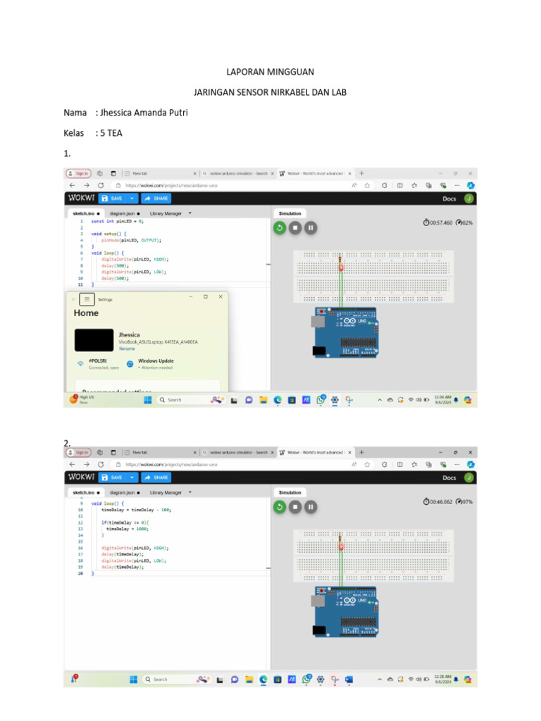 Laporan Mingguan Jaringan Sensor Nirkabel | PDF