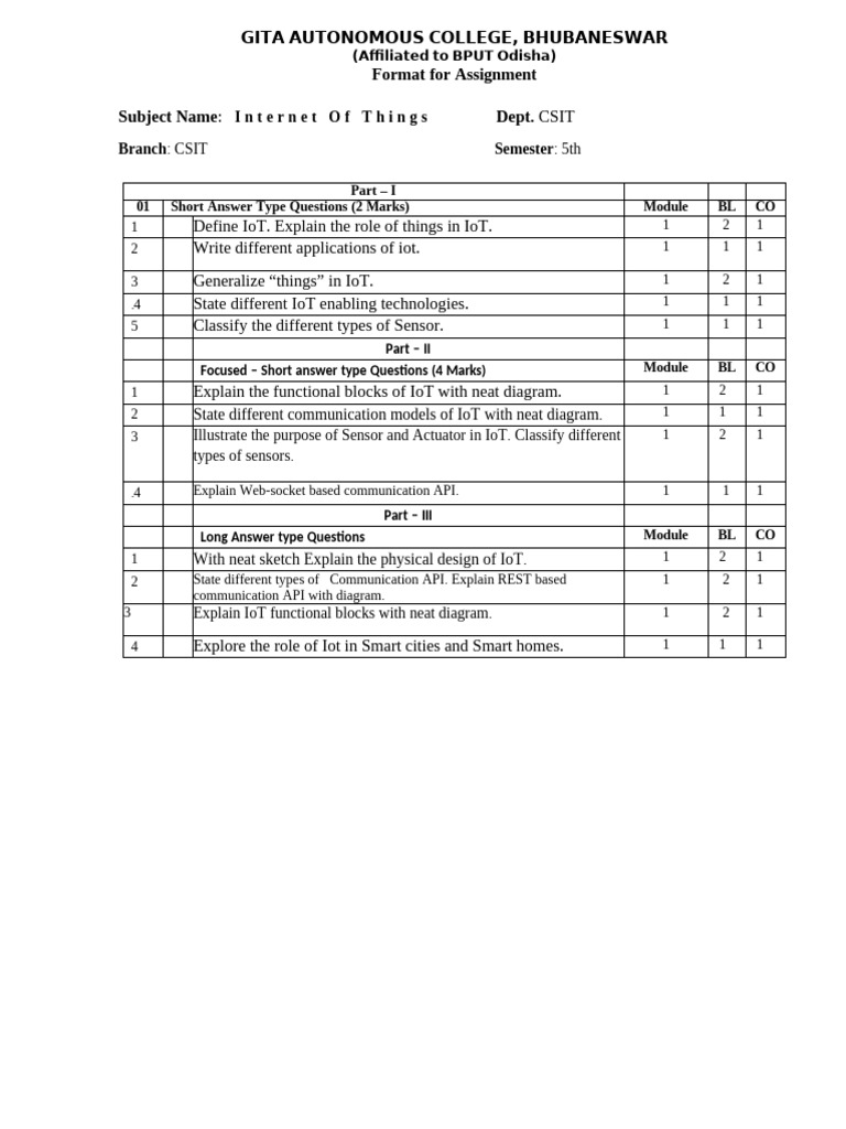 IOT Assignment 1-1 | PDF
