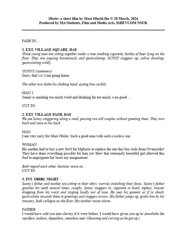 Final Okeite Production Script | PDF | Art