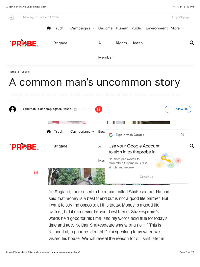 A Common Man's Uncommon Story | PDF