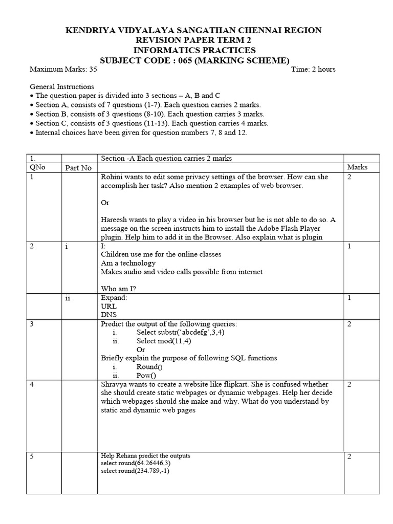 Xii Ip KV Chennai | PDF | Computer Network | Computing