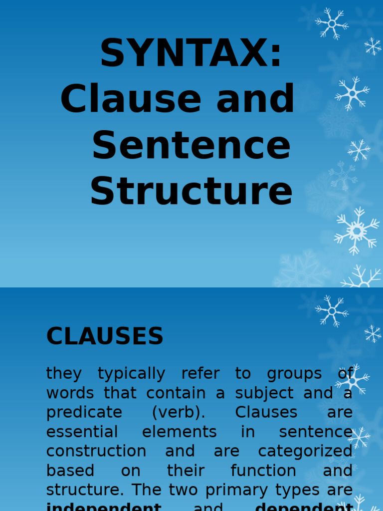 SYNTAX CLAUSE and SENTENCE STRUCTURE | PDF | Adverb | Clause