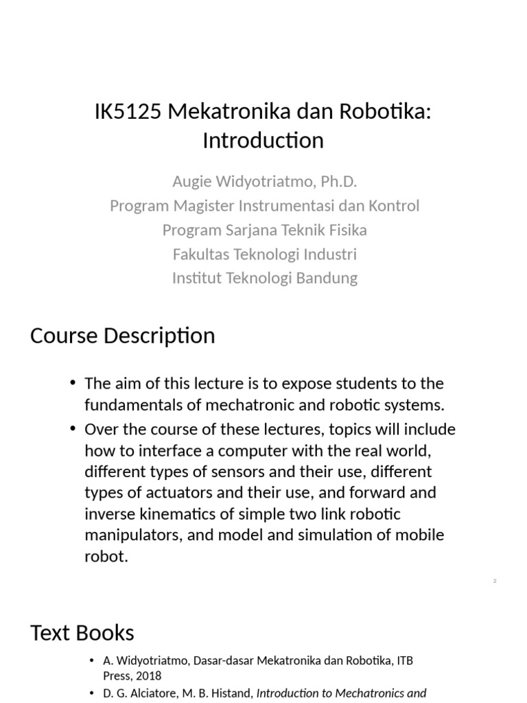 Lecture 0 Introduction (Autosaved) | PDF | Automation | Mechatronics