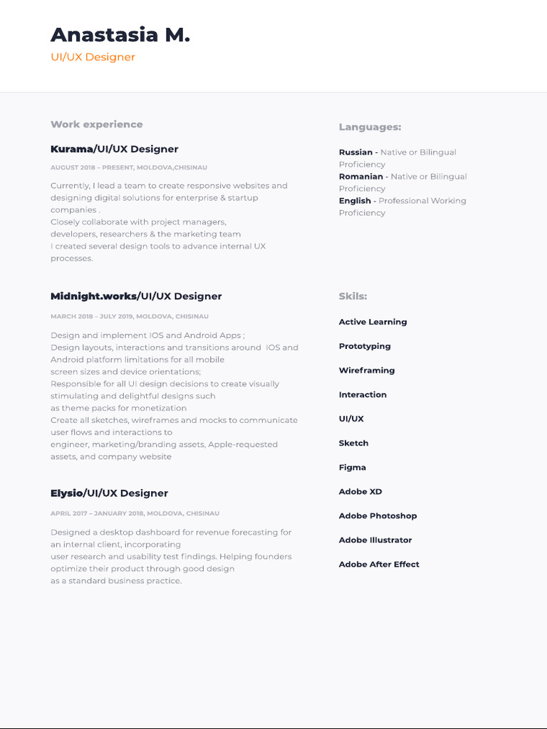 CV Anastasia Moisei | PDF | Art | Computers