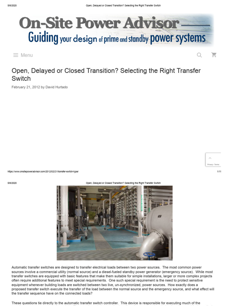 Choosing the Right Transfer Switch | PDF | Switch | Electric Motor