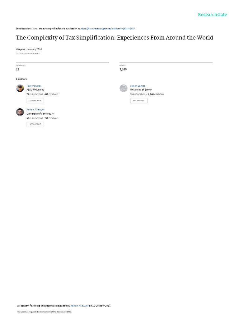 The Complexity of Tax Simplification Experiences F | PDF | Taxes ...