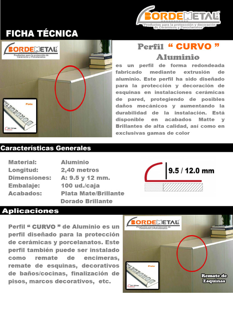 Ficha Tecnica-Perfil Curvo | PDF | Aluminio | Cloruro