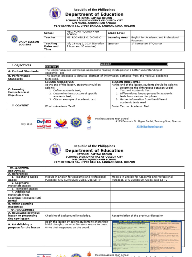 Week 2 - 1ST Quarter - Eapp | PDF | Learning | Curriculum