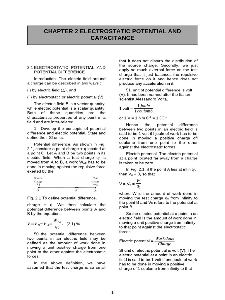 Potential & Capacitance | PDF | Electric Field | Voltage