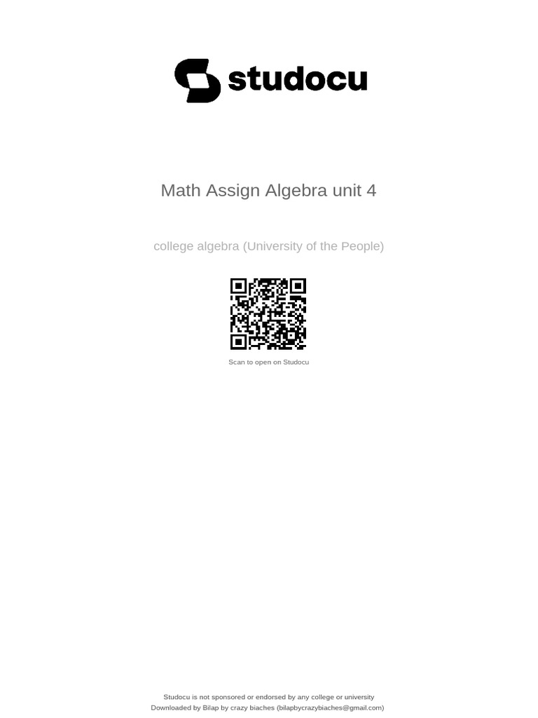 Math Assign Algebra Unit 4 | PDF | Mathematics