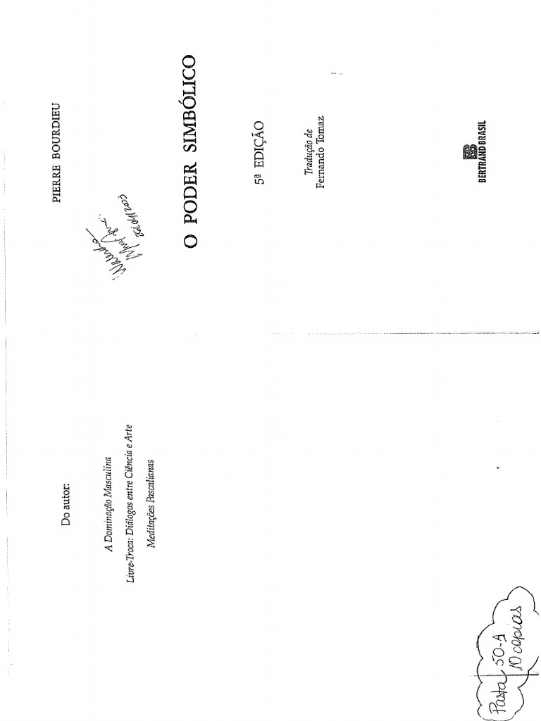 BOURDIEU, Pierre - O PODER SIMBOLICO | PDF