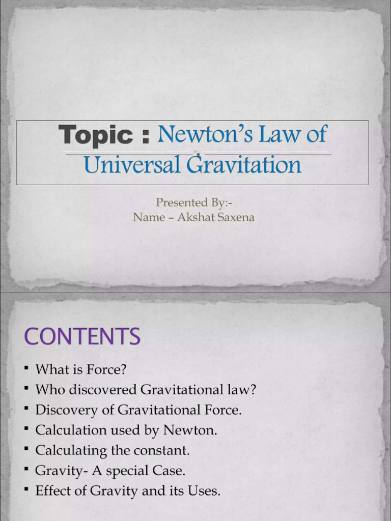 Universal Law of Gravitation | PDF