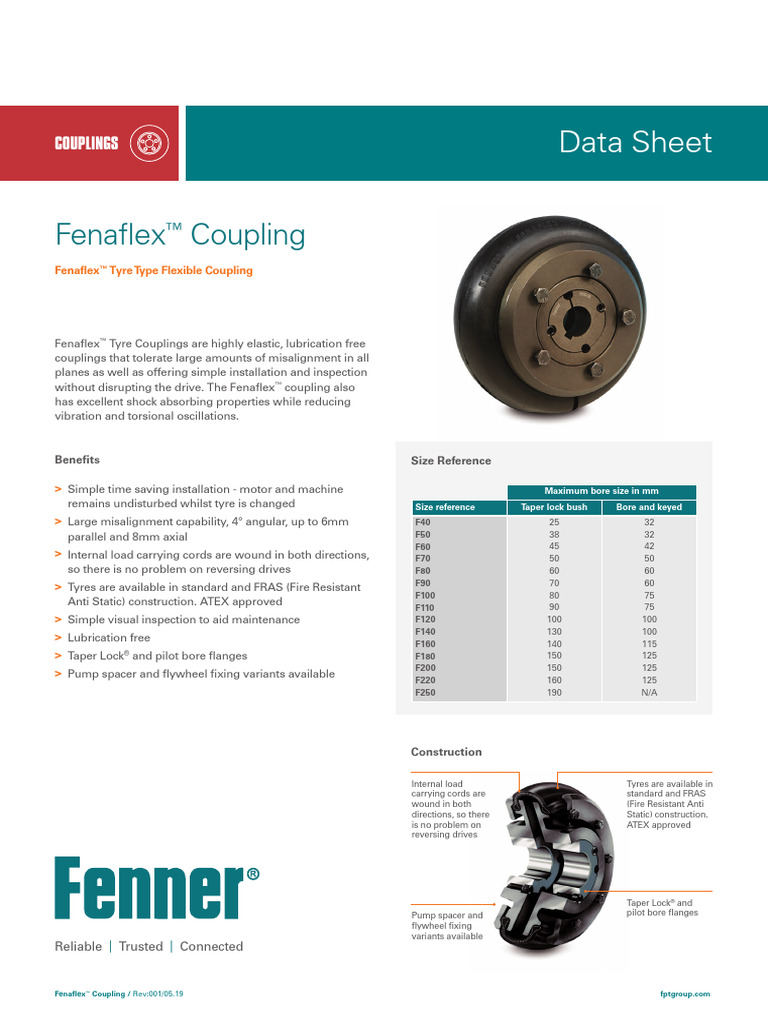 Fenner Datasheet Fenaflex Couplings | PDF | Mechanics | Tools