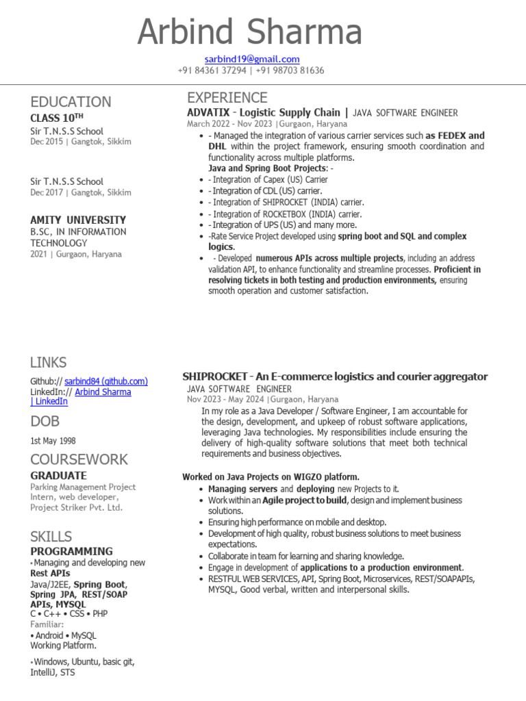 2yearsexp149 Present | PDF | My Sql | Postgre Sql